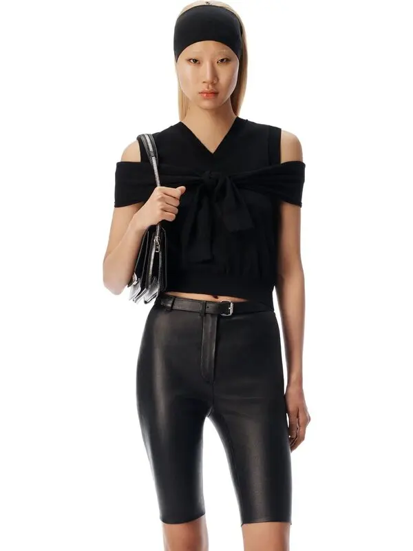 Alexander Wang Layered V-neck Vest With Tie-front Cardigan Detail - Black