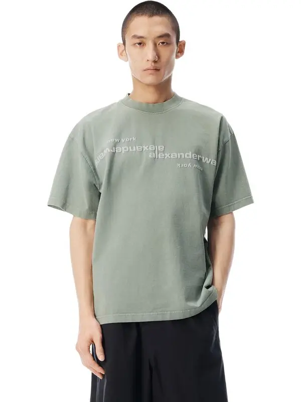 Alexander Wang Mirrored Logo Short Sleeve Tee - Washed Sage