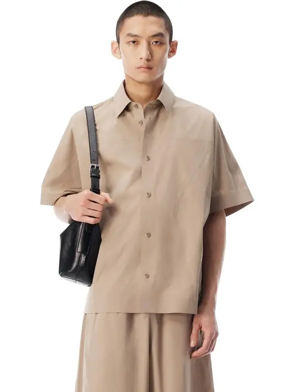 Alexander Wang Perforated Logo Short Sleeve Shirt - Dune