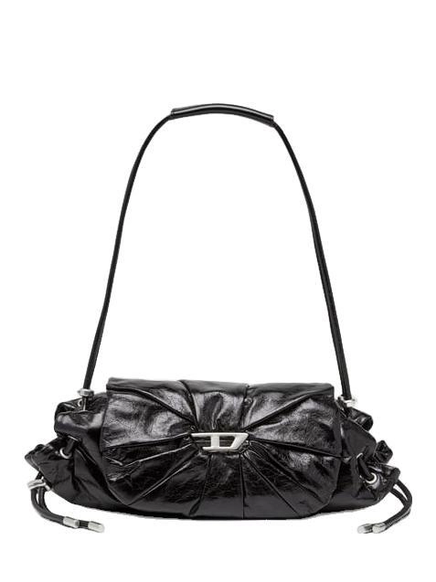 DIESEL® Scrunch-d Small Shoulder Bag In Shiny Scrunched Leather - Black