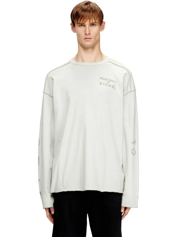 DIESEL® Relaxed Long-sleeve T-shirt With Printed Sleeves - Grey