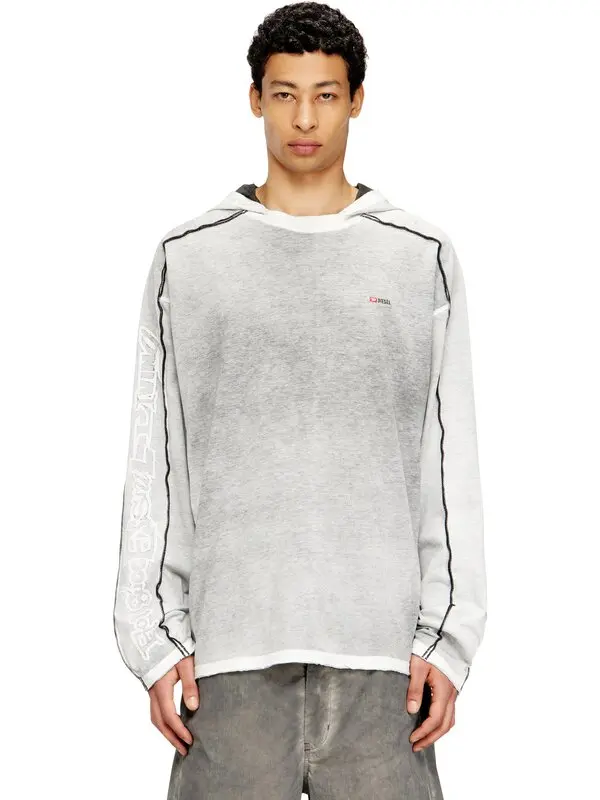 DIESEL® Long-sleeve Cotton Hoodie With Colour Spray Detail - Multicolor