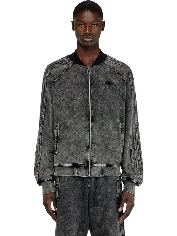 DIESEL® Zip-up Sweatshirt With Sleeve Bands - Grey