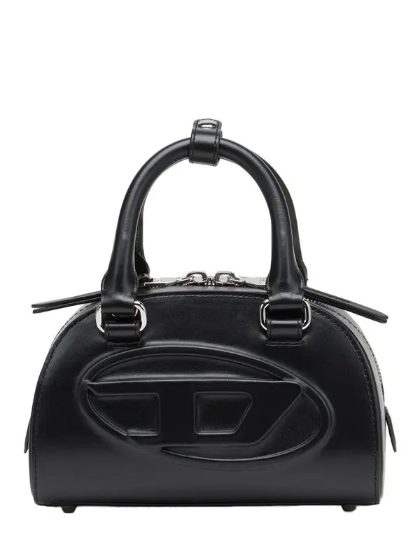 DIESEL® 1dr Dome Leather Mini Bowling Bag - Black