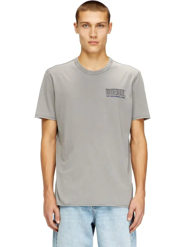 DIESEL® Acid-wash T-shirt With Raw Edges - Grey
