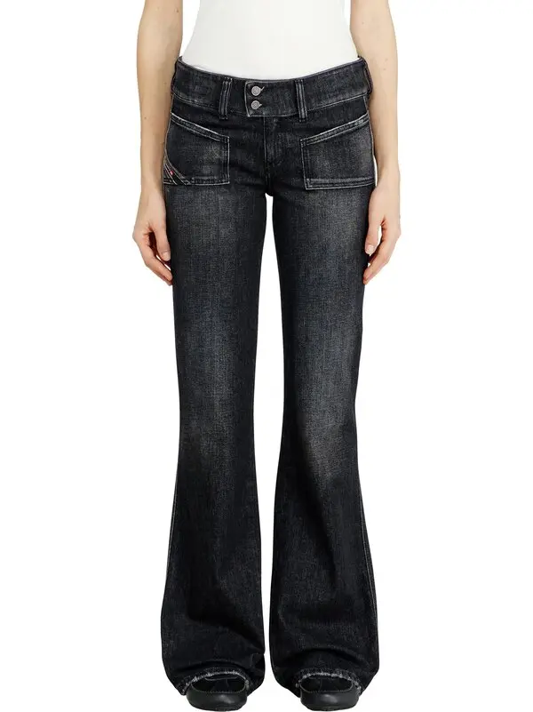 DIESEL® Bootcut Jeans With Low Waist And Zip Fly - Black