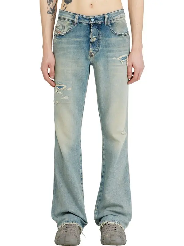 DIESEL® Bootcut Jeans With Regular Waist And Distressed Details - Blue
