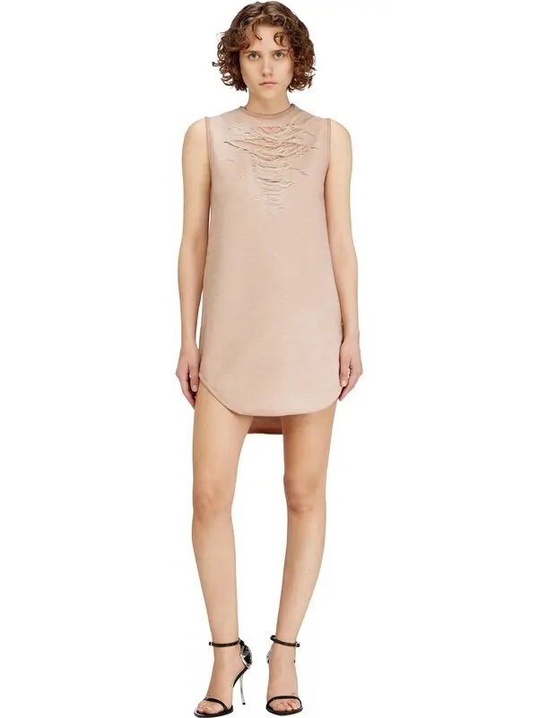 DIESEL® Devoré Sweatshirt Fabric Mini Dress - Pink