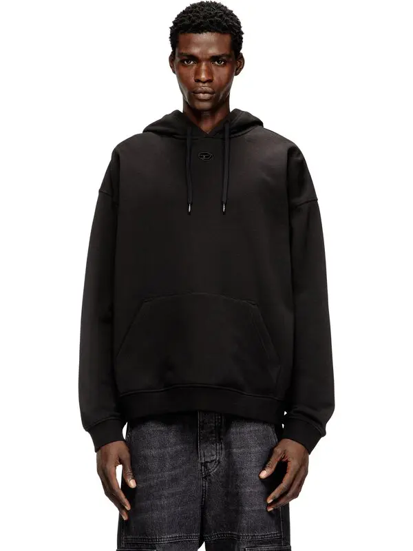 DIESEL® Relaxed-fit Fleece Hoodie With Kangaroo Pocket - Black