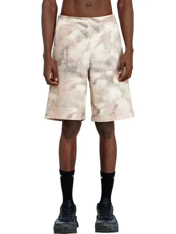 DIESEL® Camouflage Digital Print Sweat Shorts With Frayed Details - Multicolor