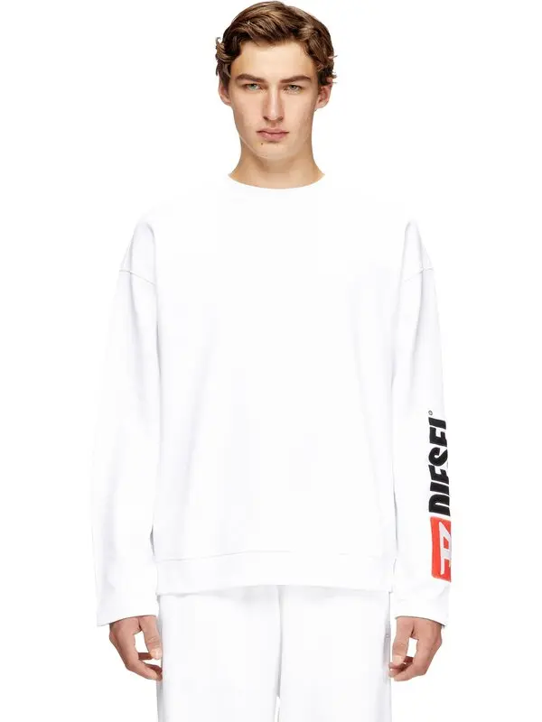 DIESEL® Crewneck Sweatshirt With Embroidered Logo Patch - White