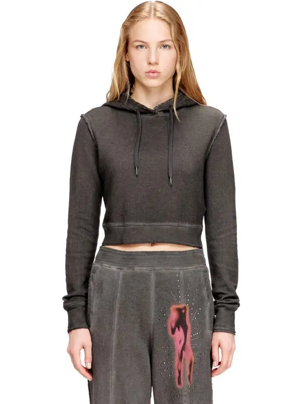 DIESEL® Hoodie With Rhinestone Embellishment - Grey