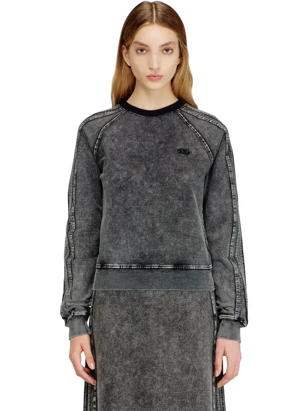 DIESEL® Sweatshirt With Oval D Embroidery And Band Detailing - Grey