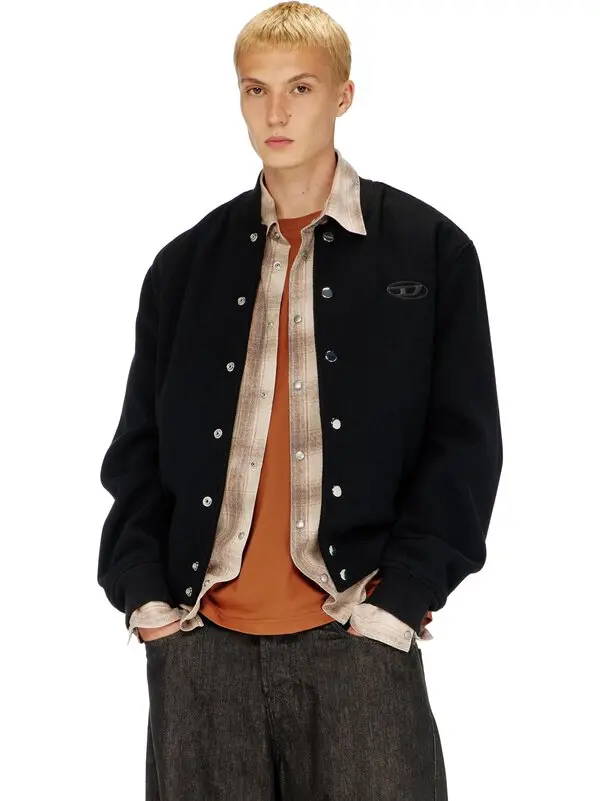 DIESEL® Bomber Jacket In Felted Wool Blend - Black