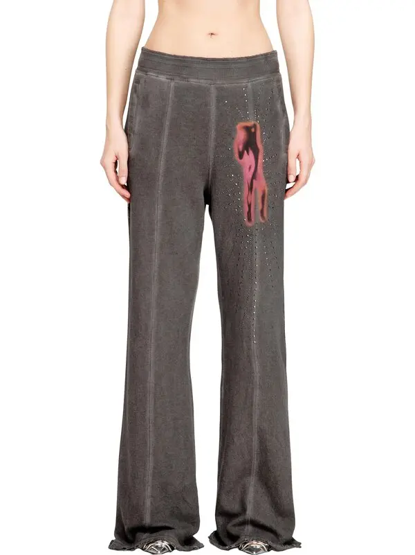 DIESEL® Cotton Sweatpants With Rhinestone And Stud Embellishments - Grey