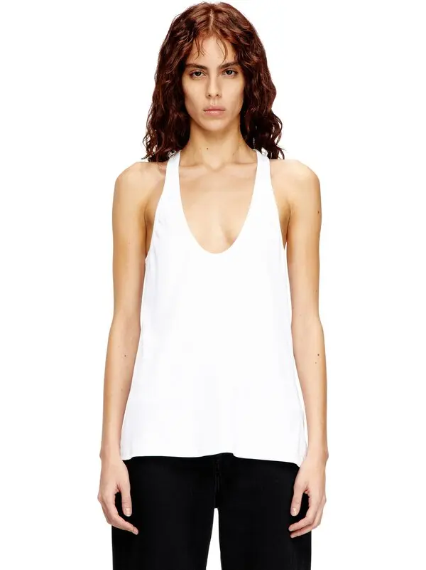 DIESEL® Ribbed Tank Top With Oval D Logo - White