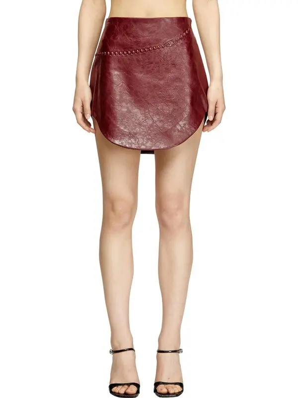 DIESEL® Coated Miniskirt With Embossed Motif - Red