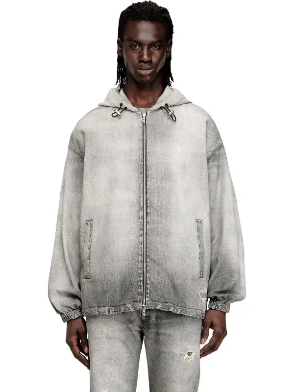 DIESEL® Hooded Jacket In Trompe L'oeil Jogg Jeans - Grey