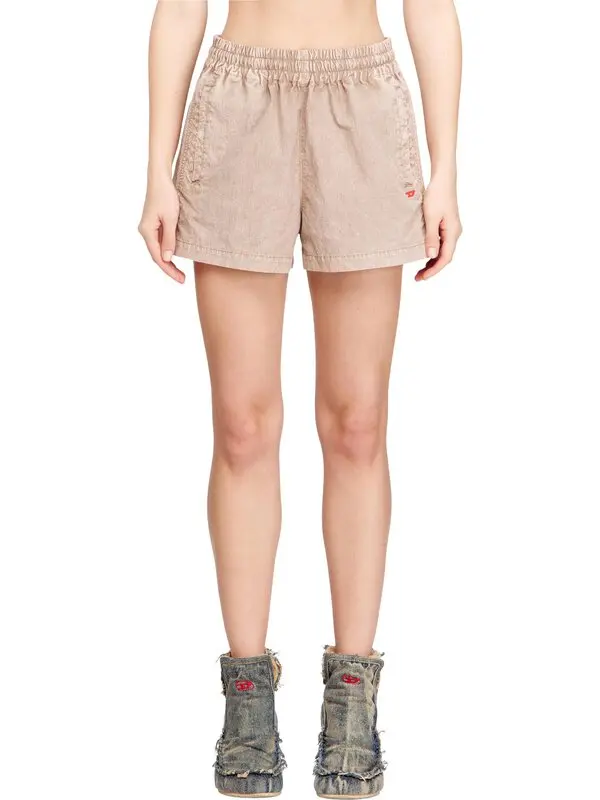 DIESEL® Garment-dyed Nylon Shorts With Side Bands And Logo Detail - Brown