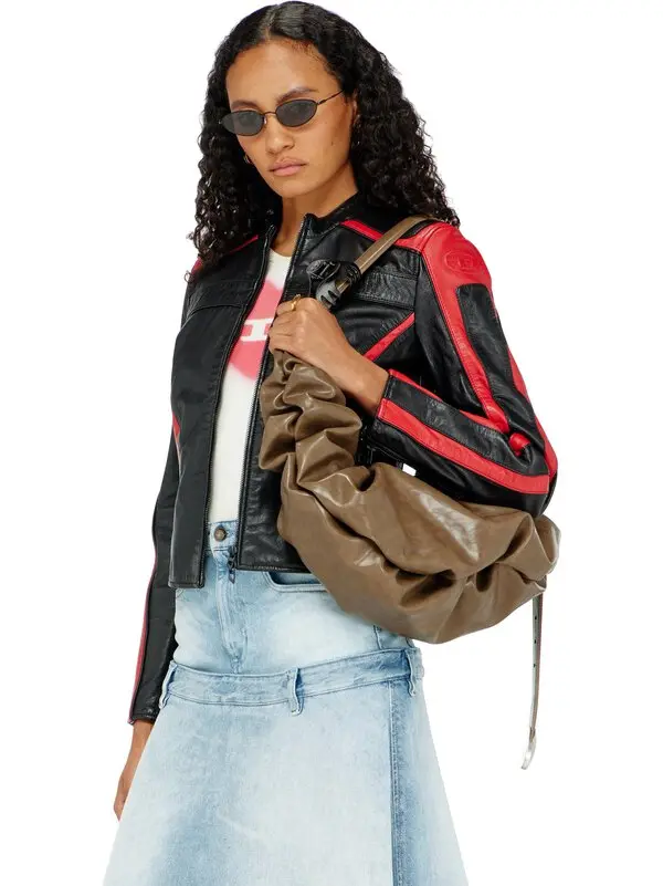DIESEL® Color-block Leather Biker Jacket - Multicolor