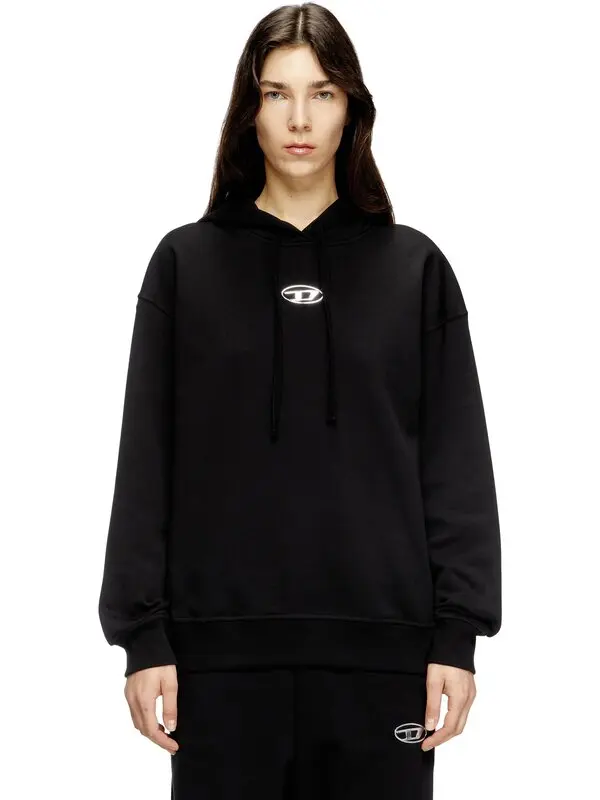 DIESEL® Logo Detail Loopback Jersey Hoodie - Black