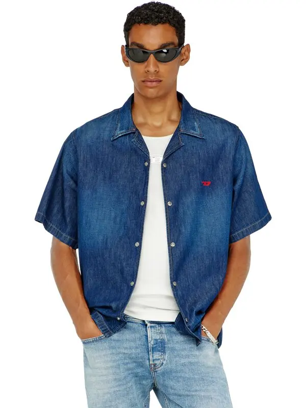 DIESEL® Denim Short-sleeve Shirt - Blue
