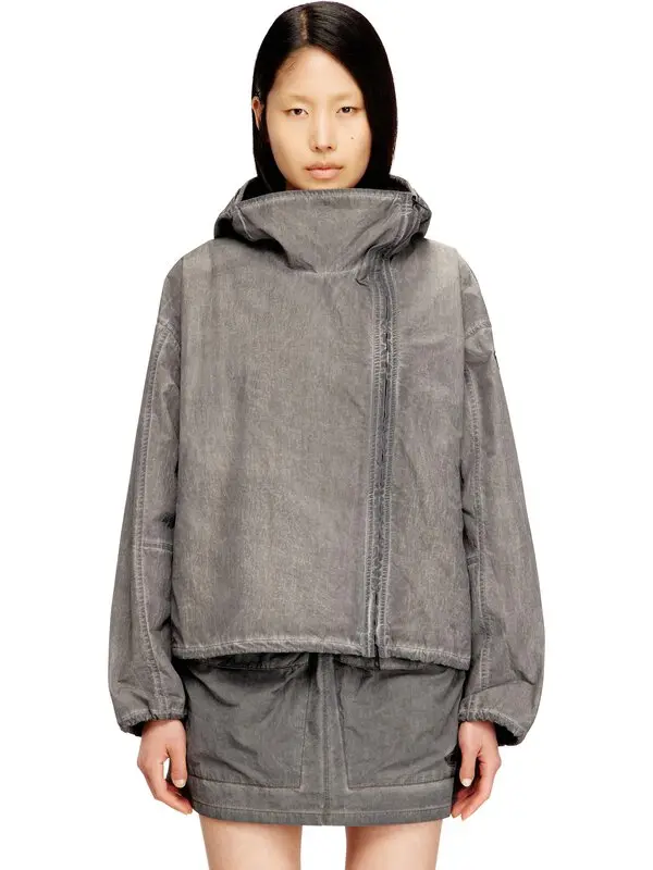 DIESEL® Treated Taslan Hooded Windbreaker - Grey