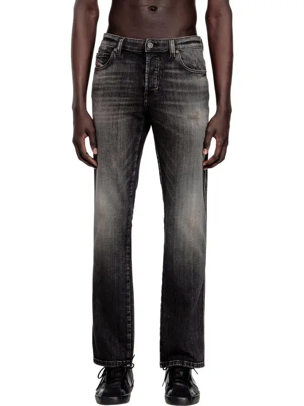 DIESEL® Slim Fit Jeans With Button Fly And Whiskering - Black