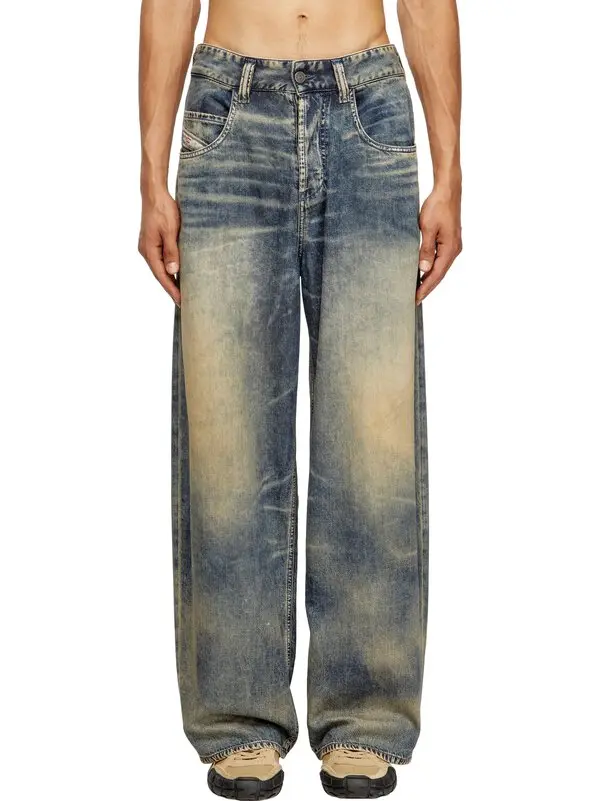DIESEL® Relaxed Fit Medium Waist Jeans With Wide Leg - Blue