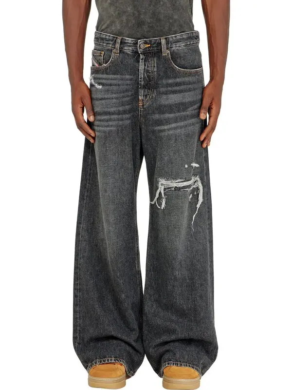 DIESEL® Relaxed Jeans Low Waist D-rise, /dark Grey, Button Fly - Black
