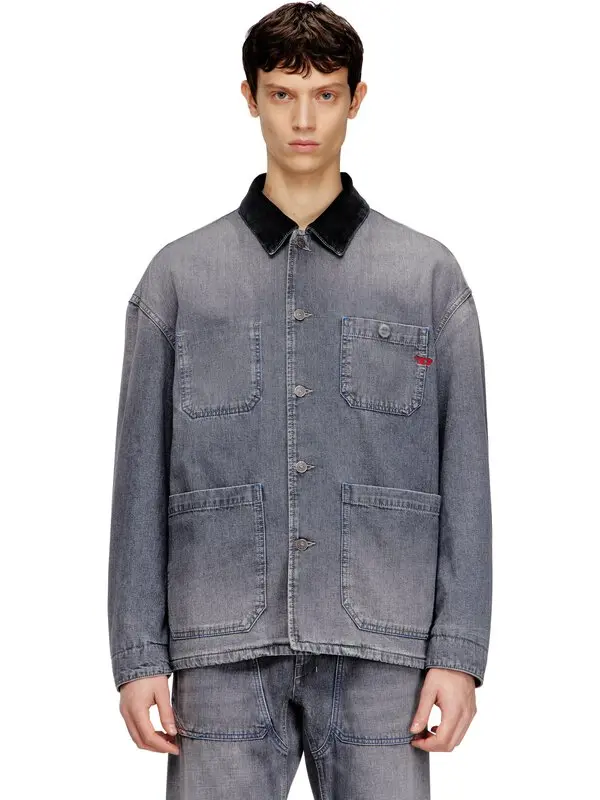 DIESEL® Utility Denim Jacket With Contrasting Collar - Grey