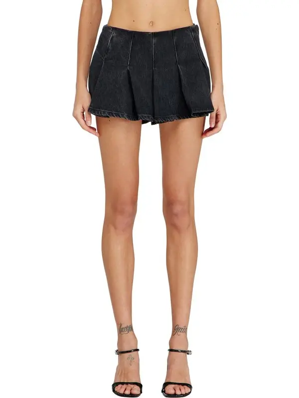 DIESEL® Denim Pleated Front Skort - Black