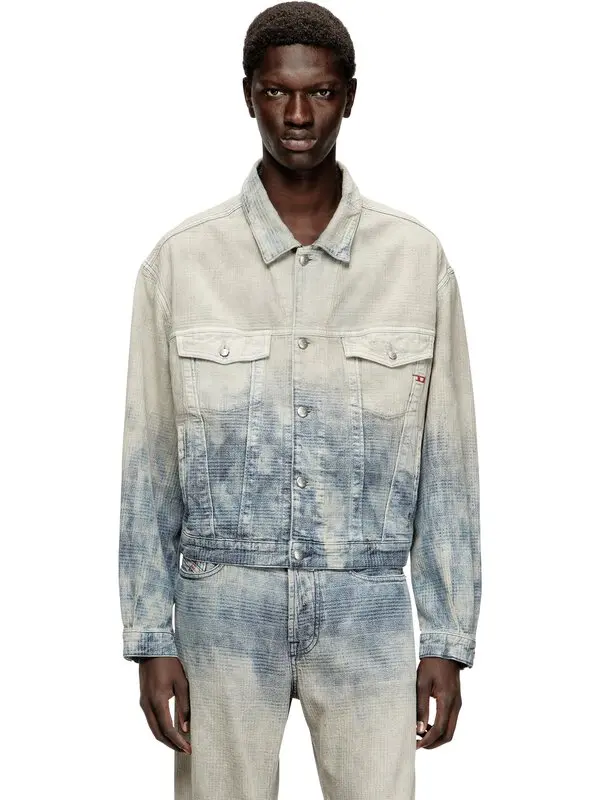 DIESEL® Prince Of Wales Jacquard Denim Trucker Jacket - Multicolor