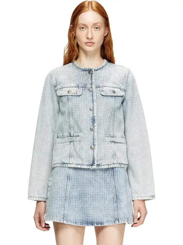 DIESEL® Graphic Denim Jacket With Crystal Embellishments - Blue
