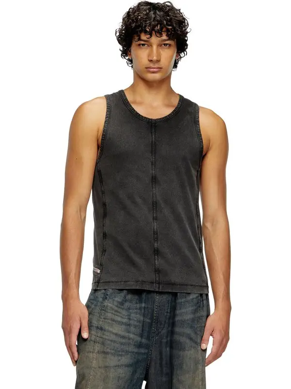 DIESEL® Denim-look Jersey Tank Top - Black