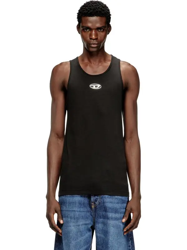 DIESEL® Cotton Tank Top With Logo - Black