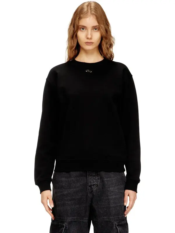 DIESEL® Cotton Sweatshirt With Oval D Embroidery - Black