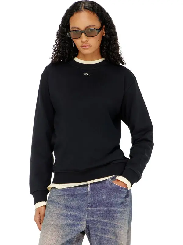 DIESEL® Cotton Sweatshirt With Oval D Embroidery - Black