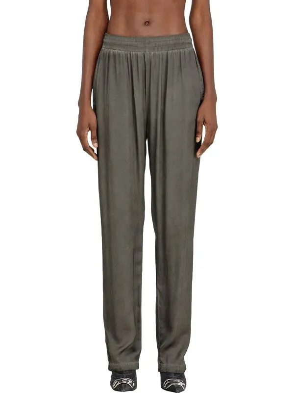 DIESEL® Fluid Satin Garment-dyed Relaxed Fit Pants - Grey