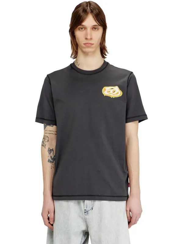 DIESEL® T-shirt With Oval D Logo Print - Grey