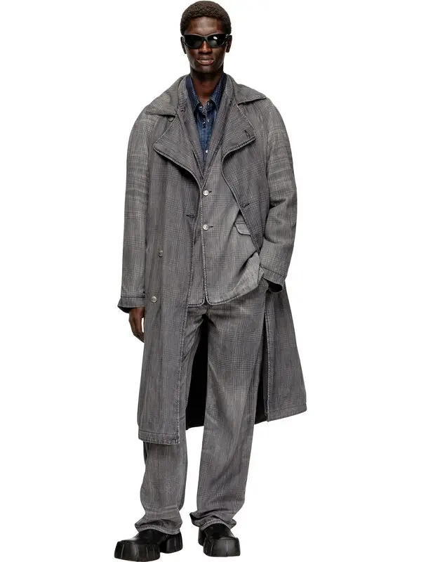 DIESEL® Trench Coat In Patterned Denim - Grey