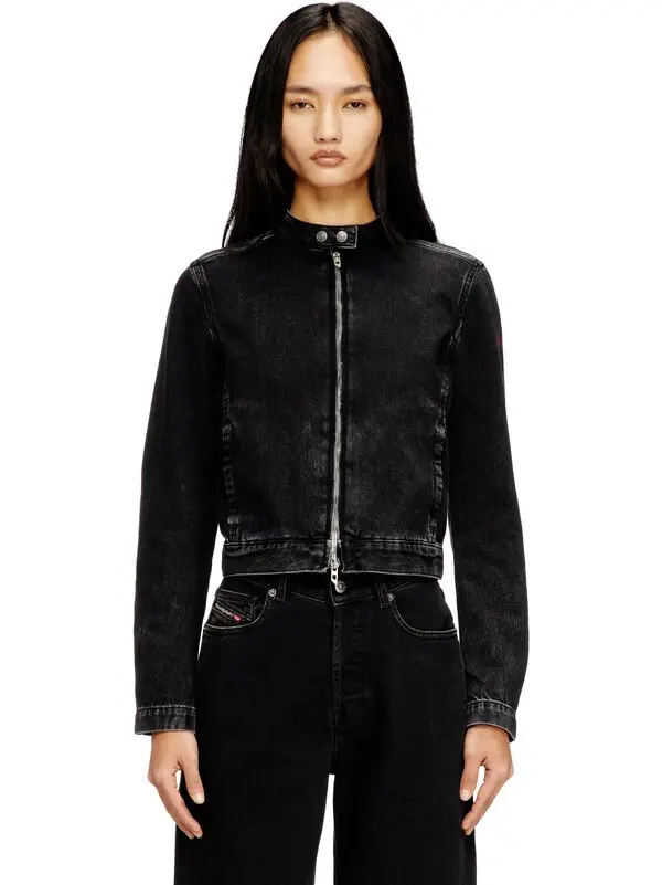 DIESEL® Moto Jacket In Clean-wash Denim - Black