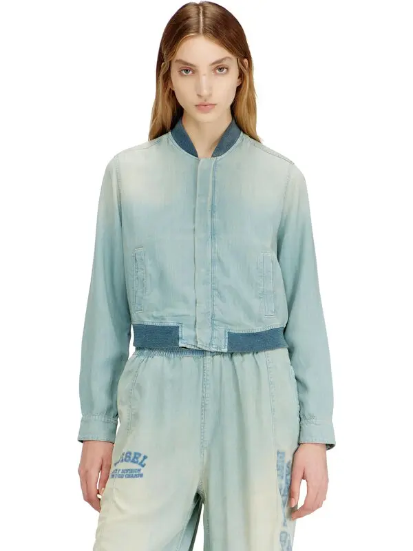 DIESEL® Fluid Dirt-effect Denim Bomber Shirt - Blue