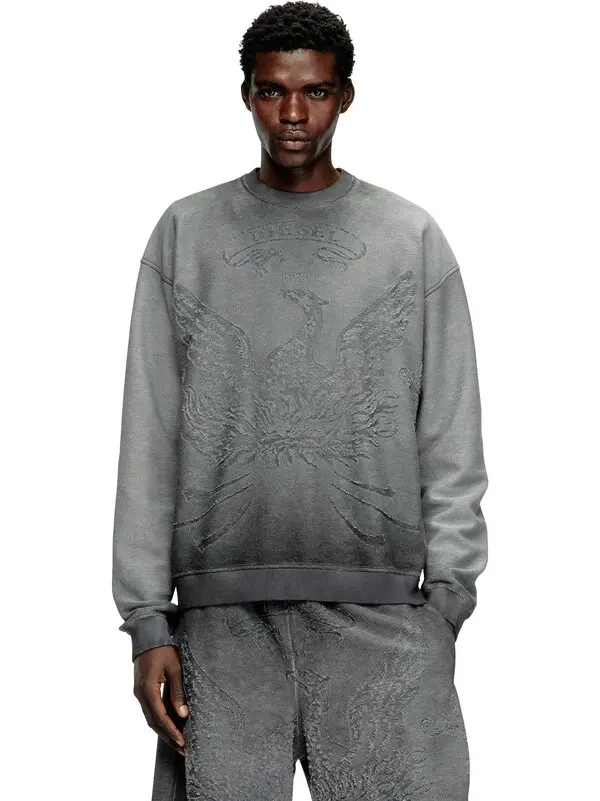 DIESEL® Sweatshirt With Burnout Phoenix Logo - Grey