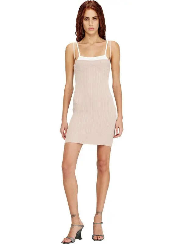 DIESEL® Knit Tank Dress With Layered Effect - Pink