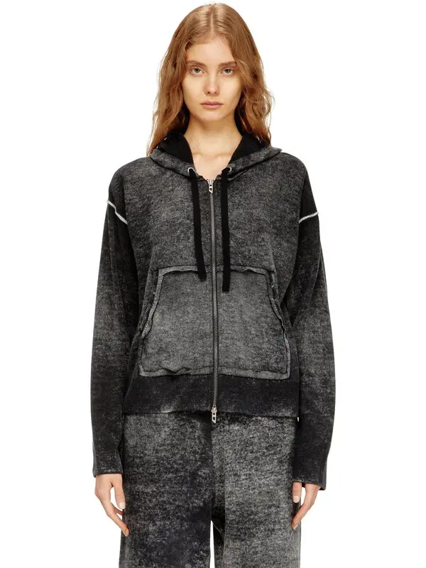 DIESEL® Reverse-print Wool Hooded Cardigan - Multicolor