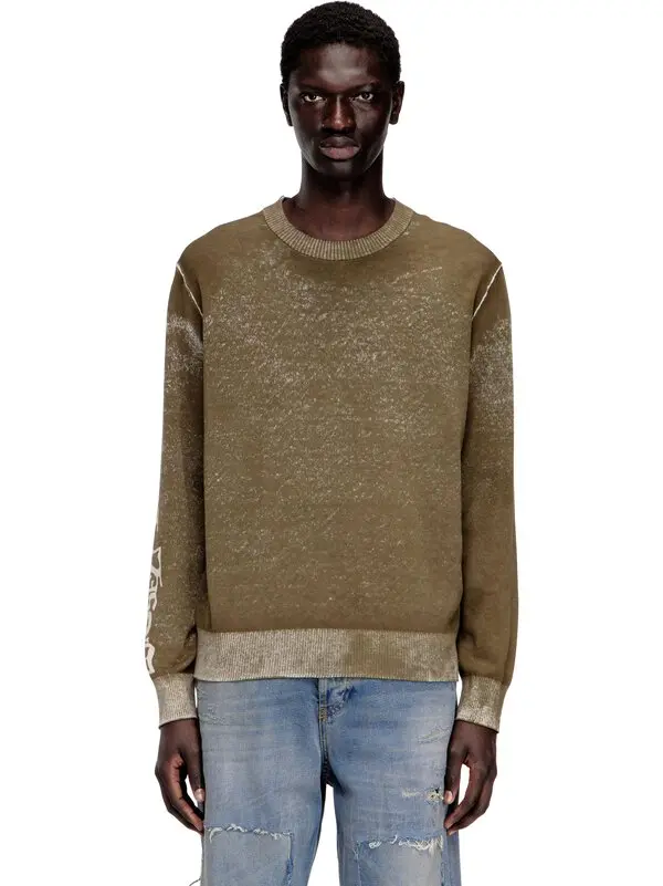 DIESEL® Faded Reverse-print Cotton Jumper - Green
