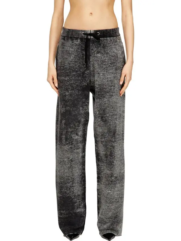 DIESEL® Reverse-print Knitted Wool Track Pants - Grey