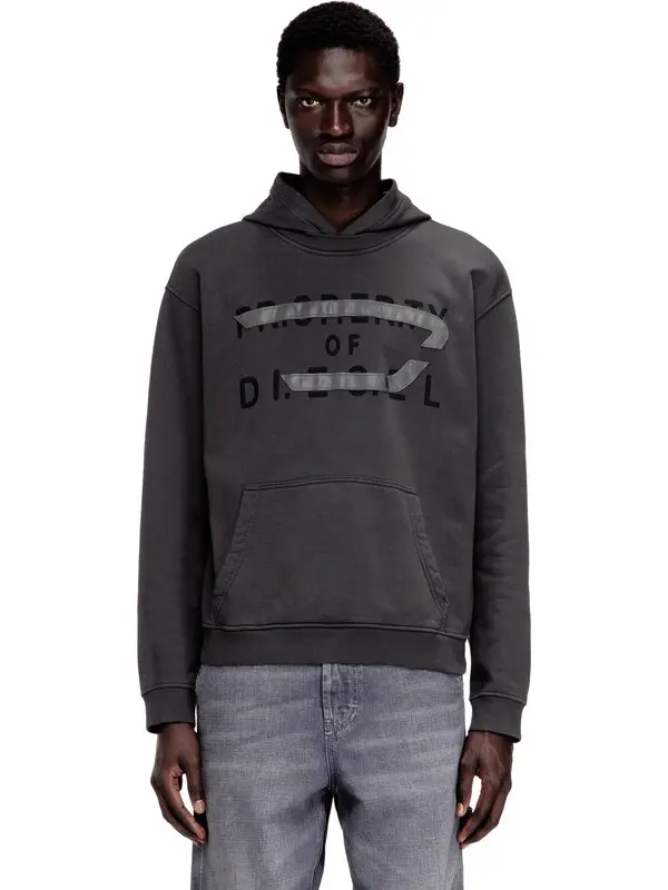 DIESEL® Cotton Hoodie With D Appliqu - Grey
