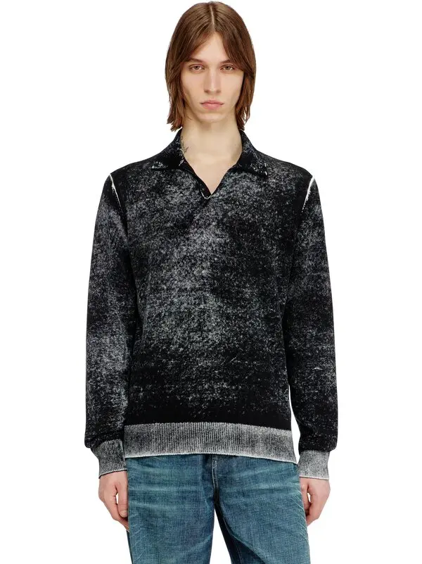 DIESEL® Polo Jumper With Faded Reverse Print - Multicolor